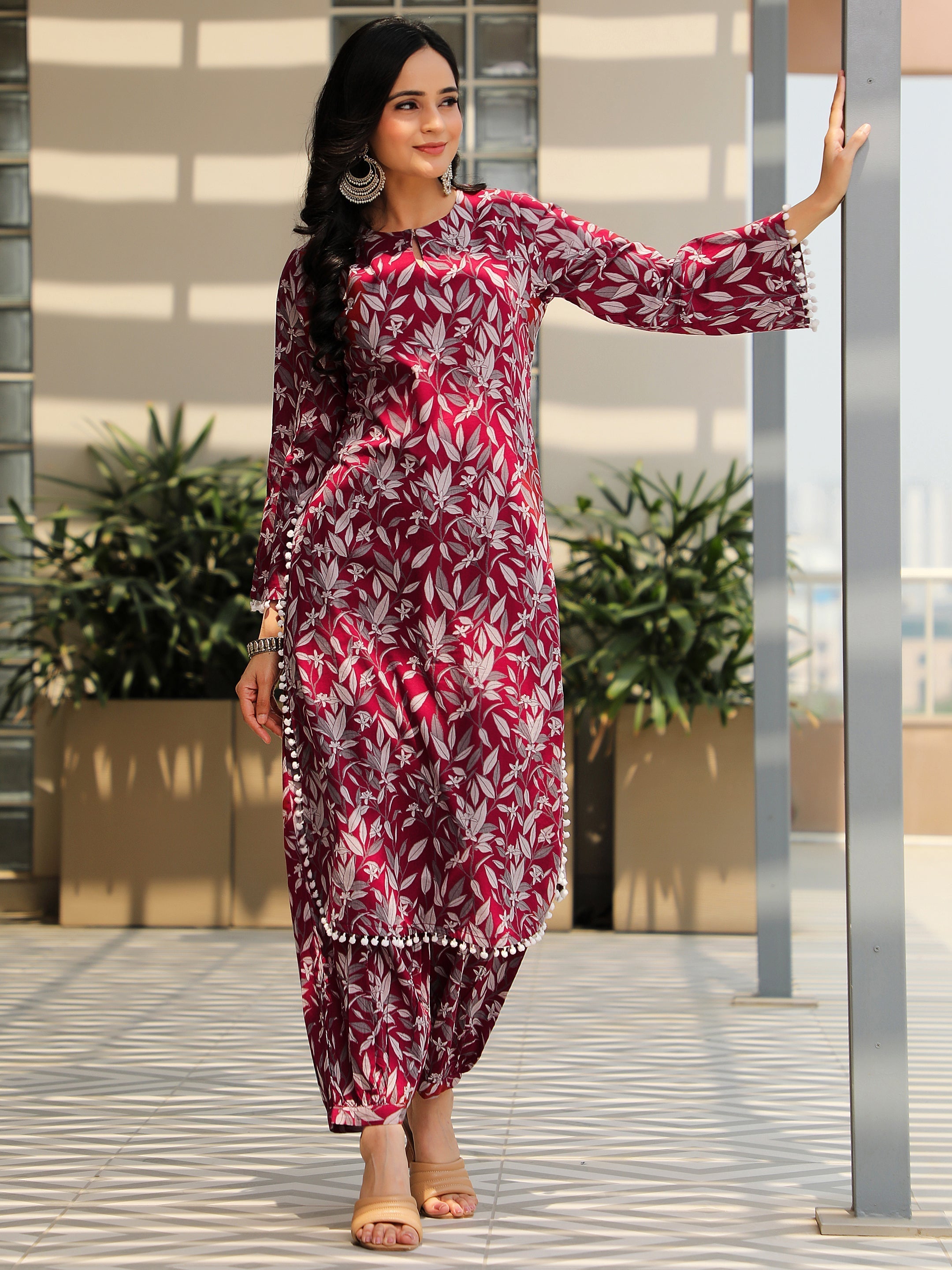 Buy Rust Printed Cotton Pathani Kurta Set Online in USA at $28.00 | Libas