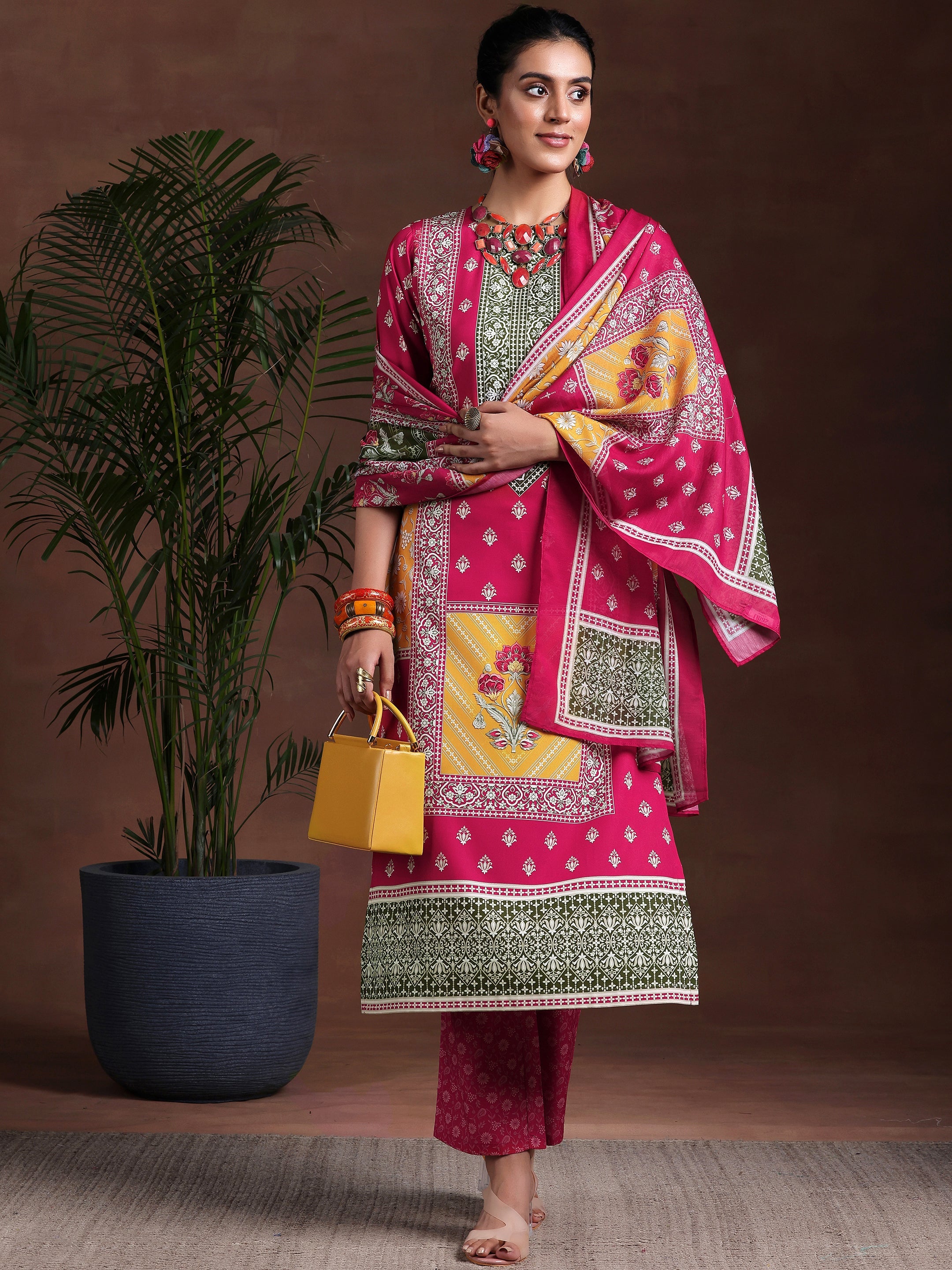 Buy Multi Printed Poly Crepe Straight Suit With Dupatta Online in USA ...