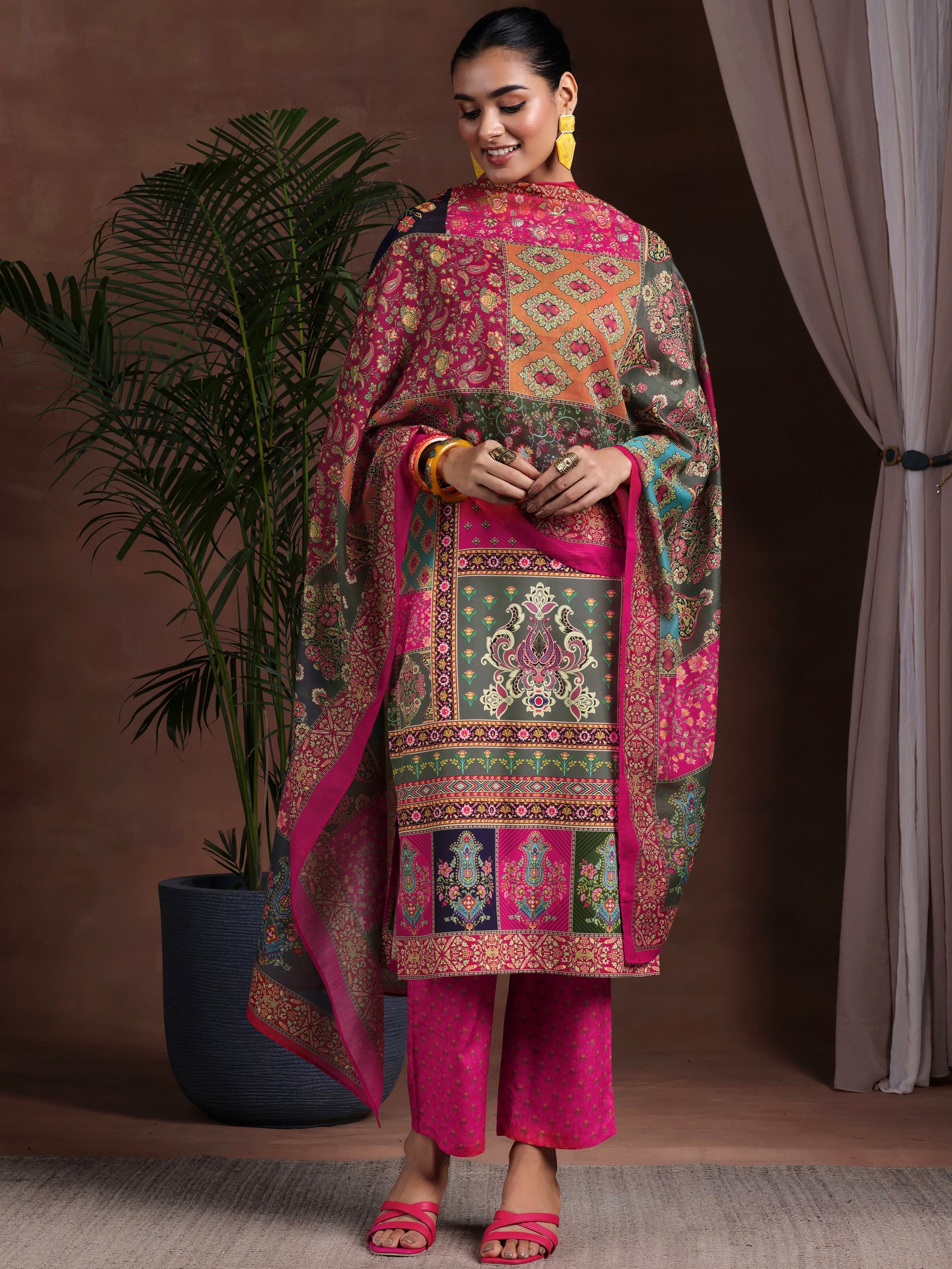 Buy Multi Printed Poly Crepe Straight Suit With Dupatta Online at $33. ...